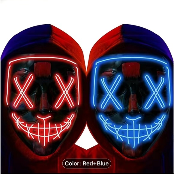 Accessories | The Purge Cosplay Led X Halloween Masks X2 New Red Blue ...